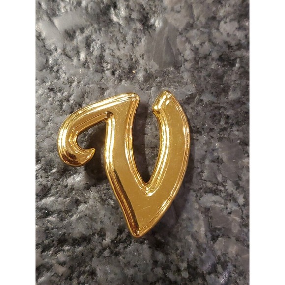 Unbranded | Jewelry | Vintage Monogram Letter V Cursive Brooch Pin Gold ...